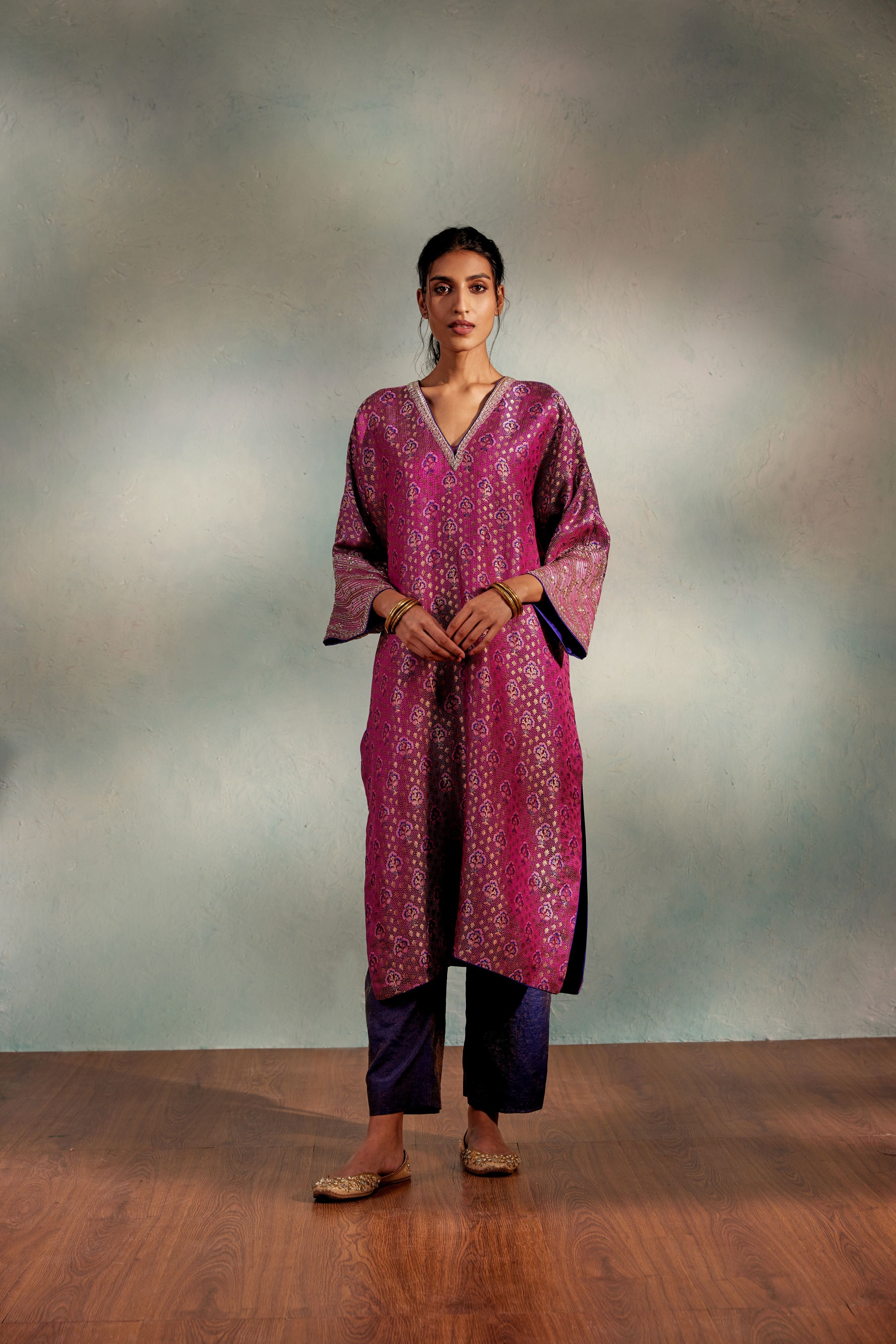 Purple Silk Kurta and Pants Co-Ord Set – Roliana